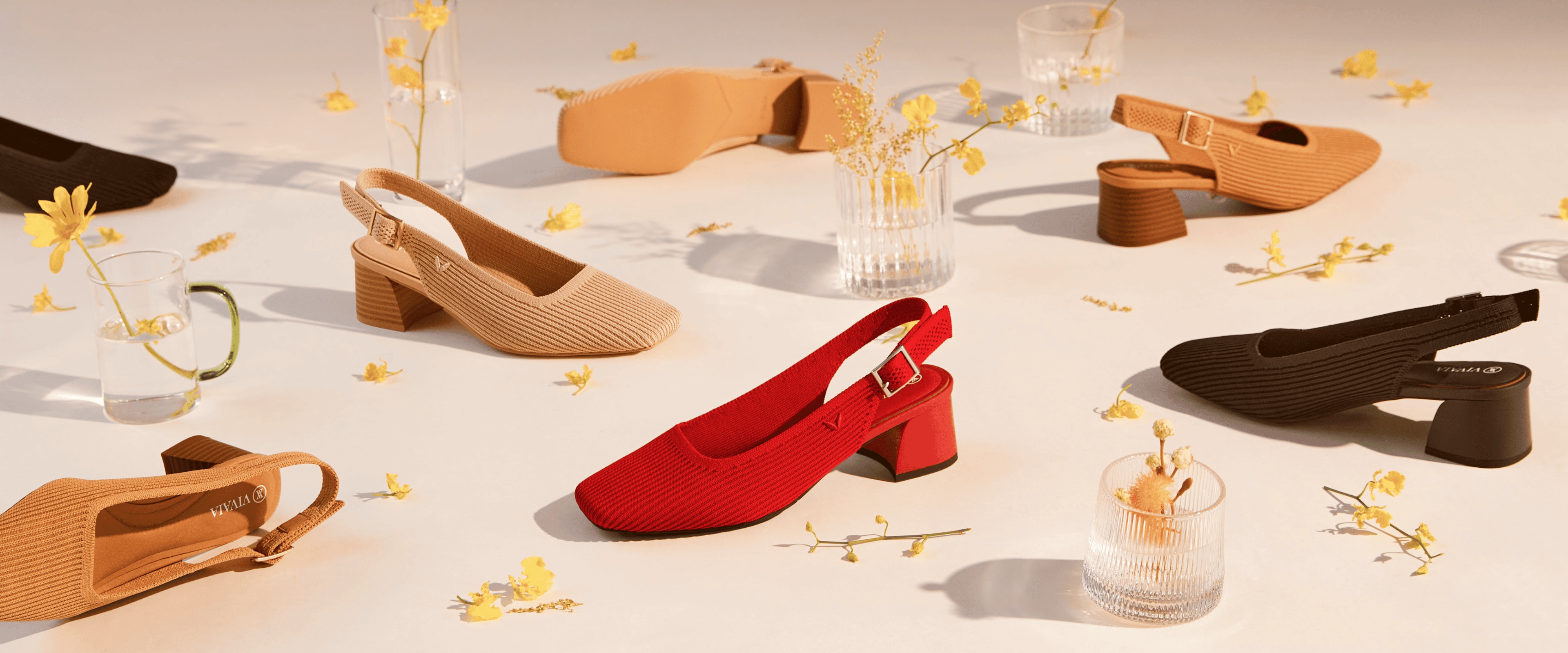 Melody Slingback Square Toe Block Heel in Ruby Red | VIVAIA