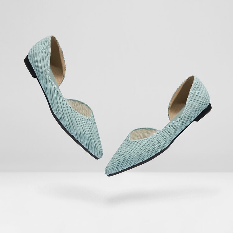 Melia Pointy Flats in Light Teal | Women's Sustainable, Washable and ...