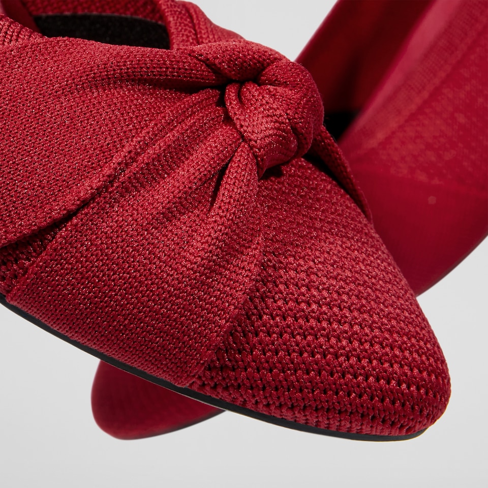 Bibi Round-Toe Knotted Sustainable Flats in Ruby Red | VIVAIA