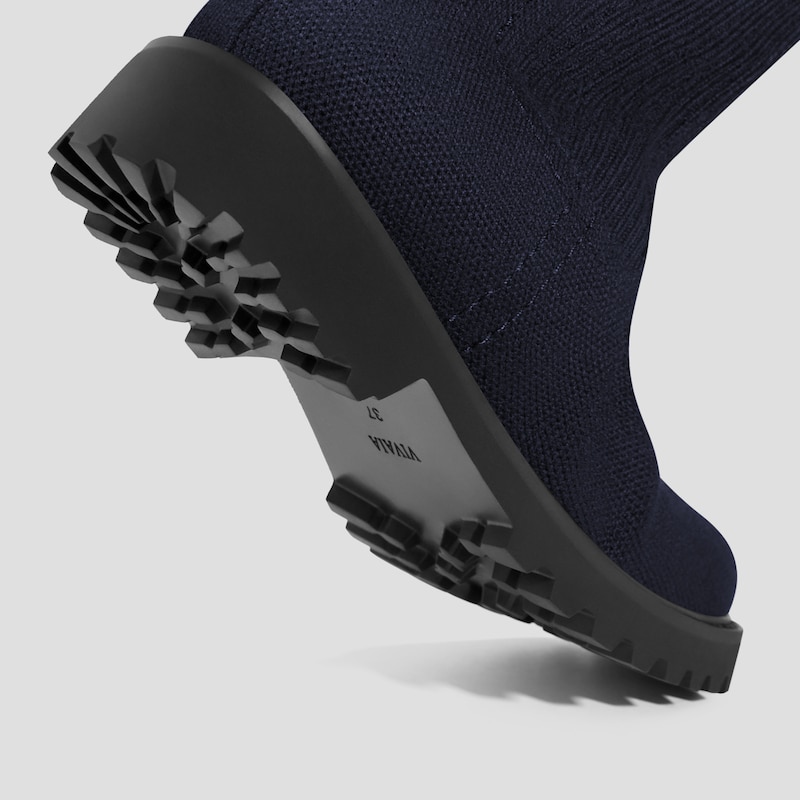 Round Toe Lug Sole Ankle Boots Flora Navy Eu40 Vivaia