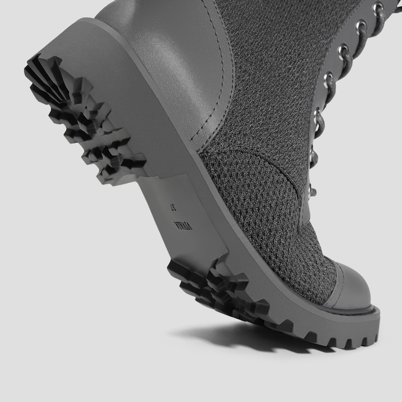 Round Toe Lug Sole Lace Up Ankle Boots Florence Rich Grey Marbled Eu37 Vivaia
