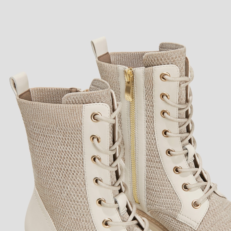 Round Toe Lug Sole Lace Up Ankle Boots Florence Oatmilk Marbled