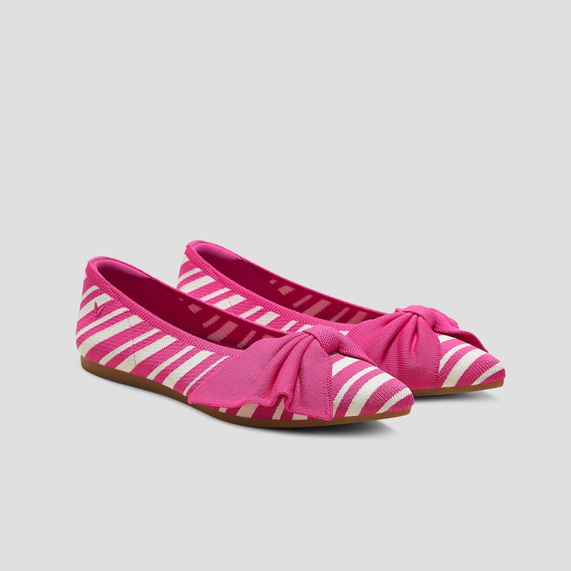 Pointed Toe Bow Flats Azura Fuchsia Multi Stripe Vivaia